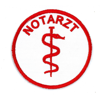 Emblem rund 8cm NOTARZT + Äskulapstab rot mit Klett | Embleme ...
